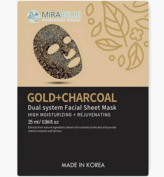 Korikart-Mirabelle Gold +Charcoal duall system Facial sheet mask