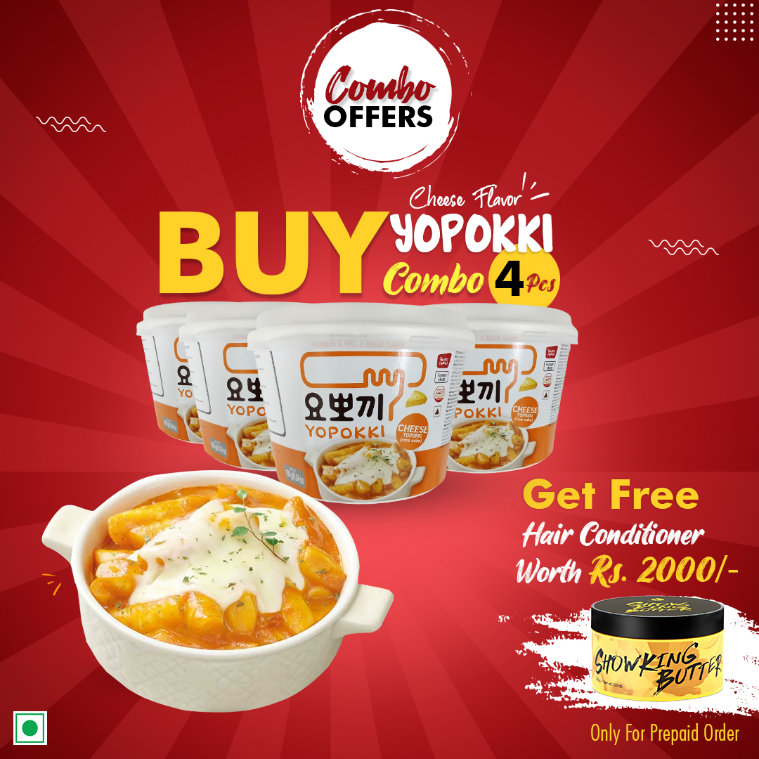 Korikart-Yopokki Cheese Topokki(Pack of 4) + Free Hair Conditioner